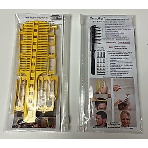 CombPal Scissor Clipper Over Comb Hair Cutting Tool - DIY Home Hair Cutting Guide Comb Set (Classic Set, Yellow)