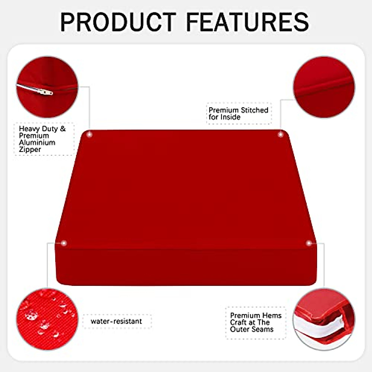 4Pack Outdoor Patio Cushion Replacement Covers Fit for Patio Furniture Set Sectional Sofa Couch Loveseat Chairs Seat and Back Pillow Cushion, Durable Water-Resistant Fadeless,20Lx18Wx4H Inch,Red