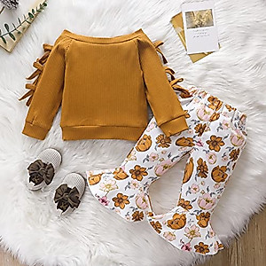 Little Girls Clothes Size 7-8 Toddler Boys Girls Long Sleeve Prints Pullover Tops Flowers Blanket (Brown, 12-18 Years)