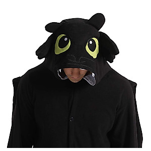 dressfan Animal Black Dragon Onesie Cosplay Costume Christmas Halloween Pajamas for Unisex Adults Teens Girls Boys