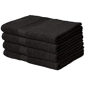 Amazon Basics Fade-Resistant Cotton Bath Towel - 4-Pack, Black