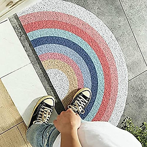 Zeeinx Welcome Door Mat Rainbow Doormat Half Round Area Rug Cute Rainbow Printing Door Mat Outdoor Non Slip Absorbent Floor Mat Entrance Doormat for Patio,Home,Classroom,17.7"x35.4"-Rainbow