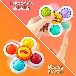 Suction Cup Spinner Toys Baby Toys,Sensory Toys Bath Toys Dimple Toys Spinning Toy for Toddlers, Eearly Education Toys,Gifts for 1-3 Year Old Boy Girl (3 Pcs)