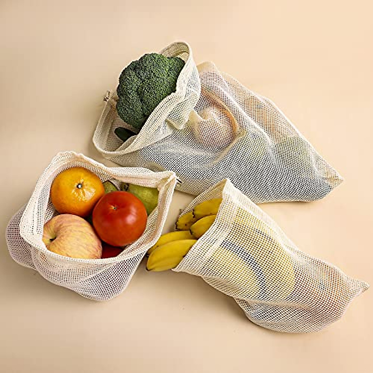 Produce Bags,9-Pack Reusable Produce Bags with Drawstring Biodegradable Eco-Friendly Net Zero Produce Bags,Reusable Vegetable Produce Bags for Fruit,Vegetable,Toys