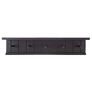 kieragrace Kian Wall Shelf with Five Pegs - Black, 24" by 5.25"