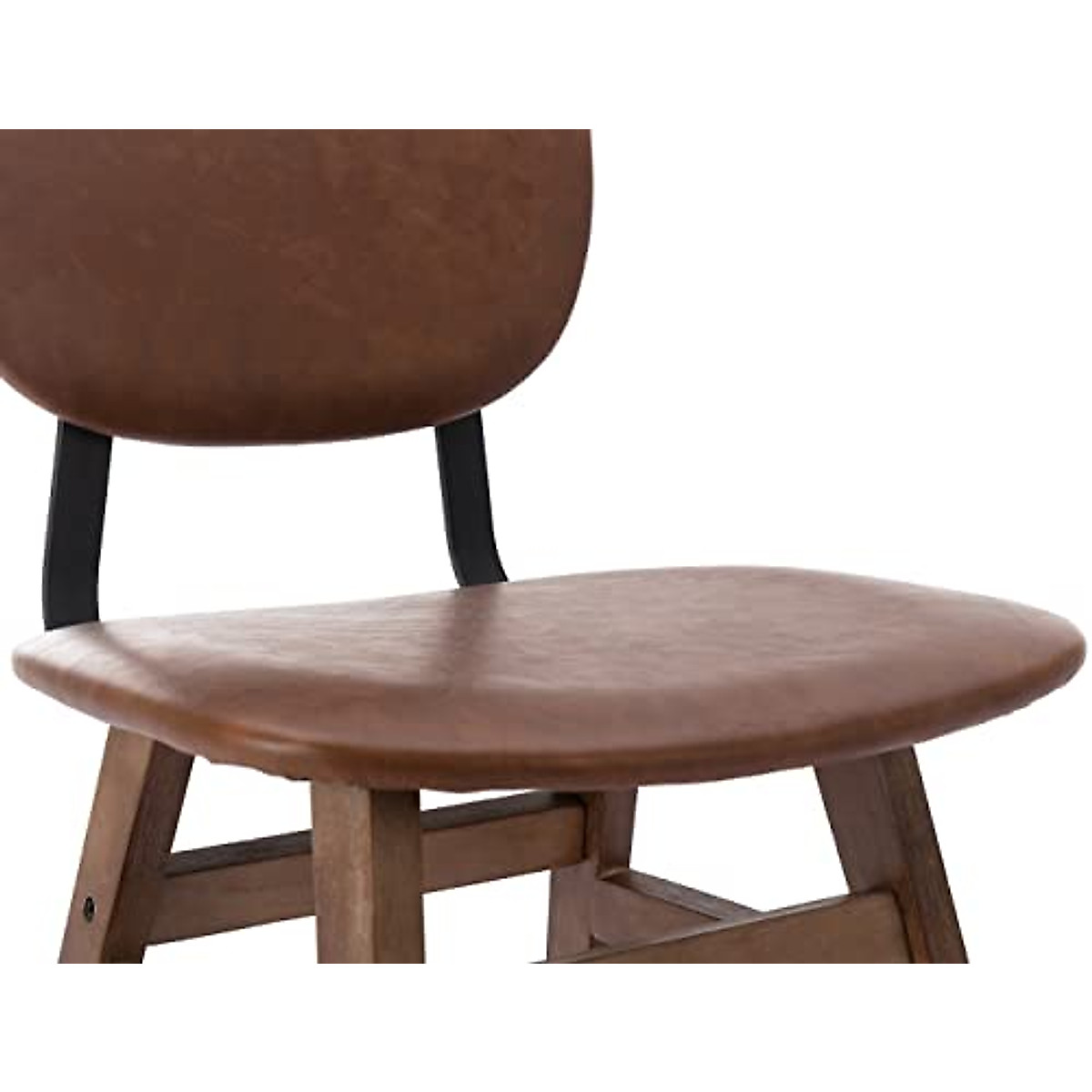 Wahson Set of 4 Farmhouse Country Armless Dining Room Chairs, Faux Leather Upholstered Kitchen Chairs with Hardwood Legs, Brown