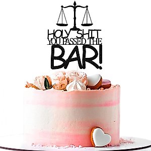 MFULHUBA Passed the Bar Cake Topper, Future Lawyer, Funny Lawyer Grad Cake Decor, Law School Survivor 2024 Graduation Party Decorations Black Glitter