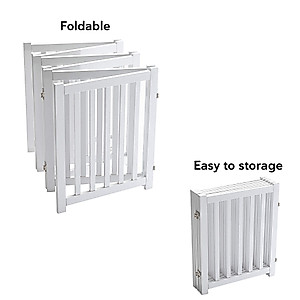 LZRS Solid HardWood Freestanding Pet Gate,Wooden Dog Gates for Doorways,Nature wood Dog Gates for The House,Dog Gate for Stairs,Freestanding Indoor Gate Safety Fence,White,24" Height-6 Panels