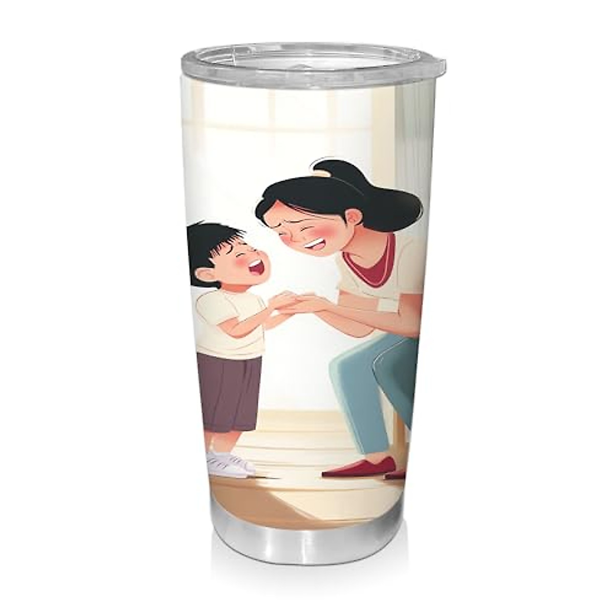 FOCIUZTA 20oz Mother and Child Cartoon Tumbler with lid, Travel Coffee Cup, Ideal for Easter, Mother Day, and birthday gifts
