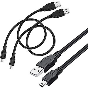 SAITECH IT 2 Pack USB 2.0 A to Mini 5 pin B Cable for External HDDS/Camera/Card Readers/MP3 Player-Black -35cm(1 feet)
