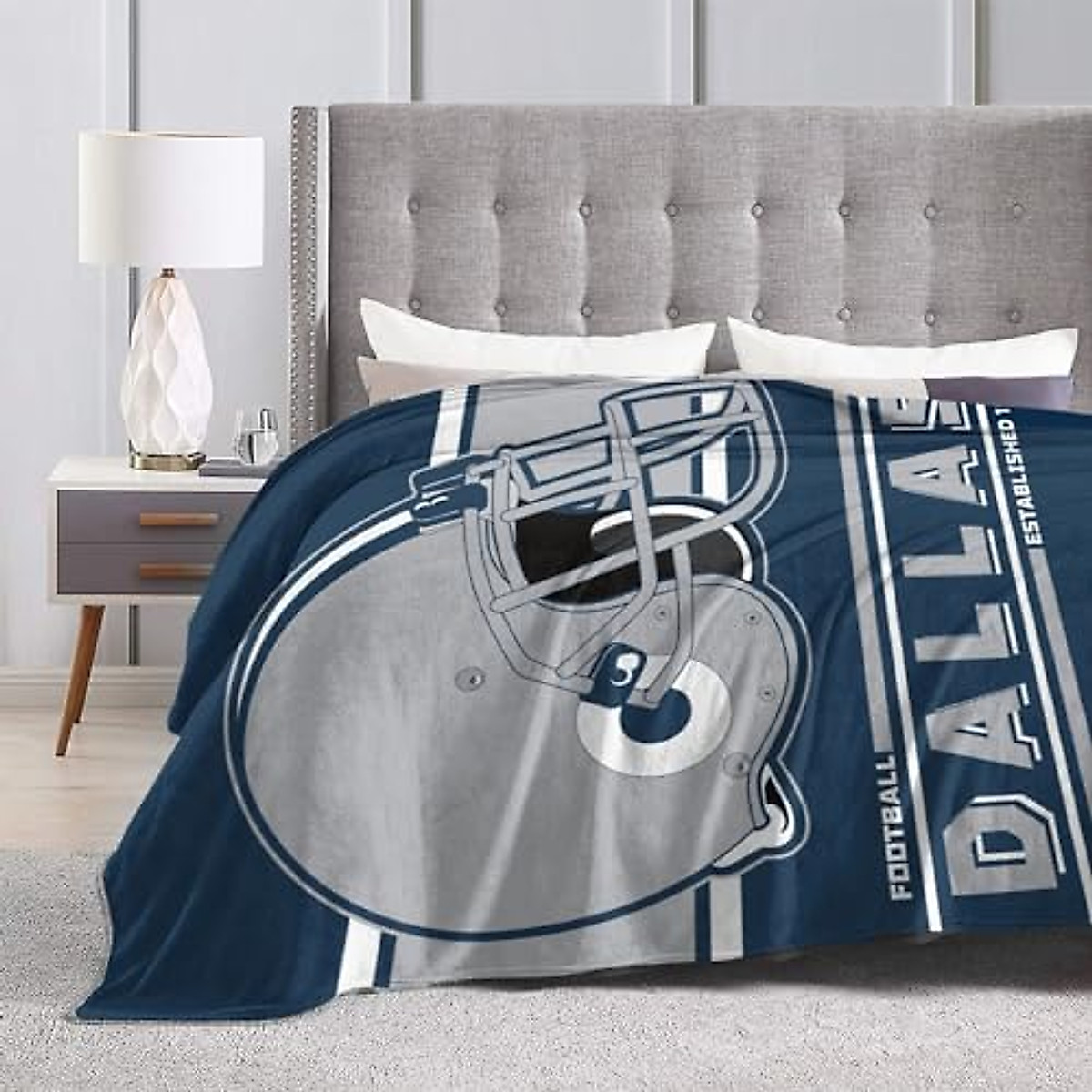 Nmdswov Dallas Throw Blanket Custom Football Style Blanket Gifts for Men Women Youth Fans Blanket for Sofa Bed Couch Living Room Chair, 60" X 50"
