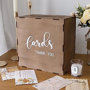 OurWarm Wedding Card Box with Slot, Wood Gift Card Box for Wedding Reception, Rustic Wooden Envelope Money Box for Wedding Party Birthday Bridal Shower Baby Shower Graduation Decorations