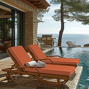 Codi Lounge Chair Cushion, Outdoor Chaise Cushions for Pool, Double Waterproof Fabric, 70 x 22.5 x 3.5 Inch Spice