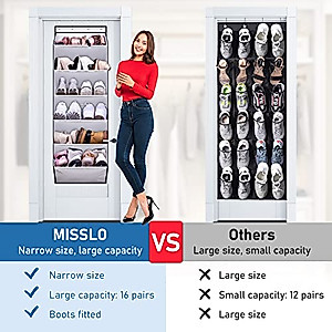MISSLO Deep Pockets Door Shoe Rack and 2 Pack 12 Pockets Hanging Shoe Organizer for Closet