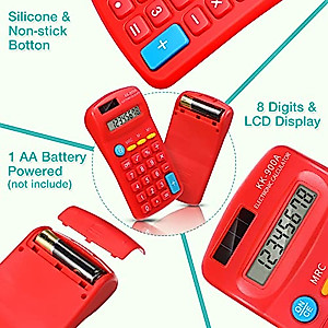 30 Pack Pocket Calculator Small Battery Powered Calculator Bulk Mini Size 4 Function Calculator Hand Held Basic Calculator for Students Kids School Home Office (Green, Red, Blue)