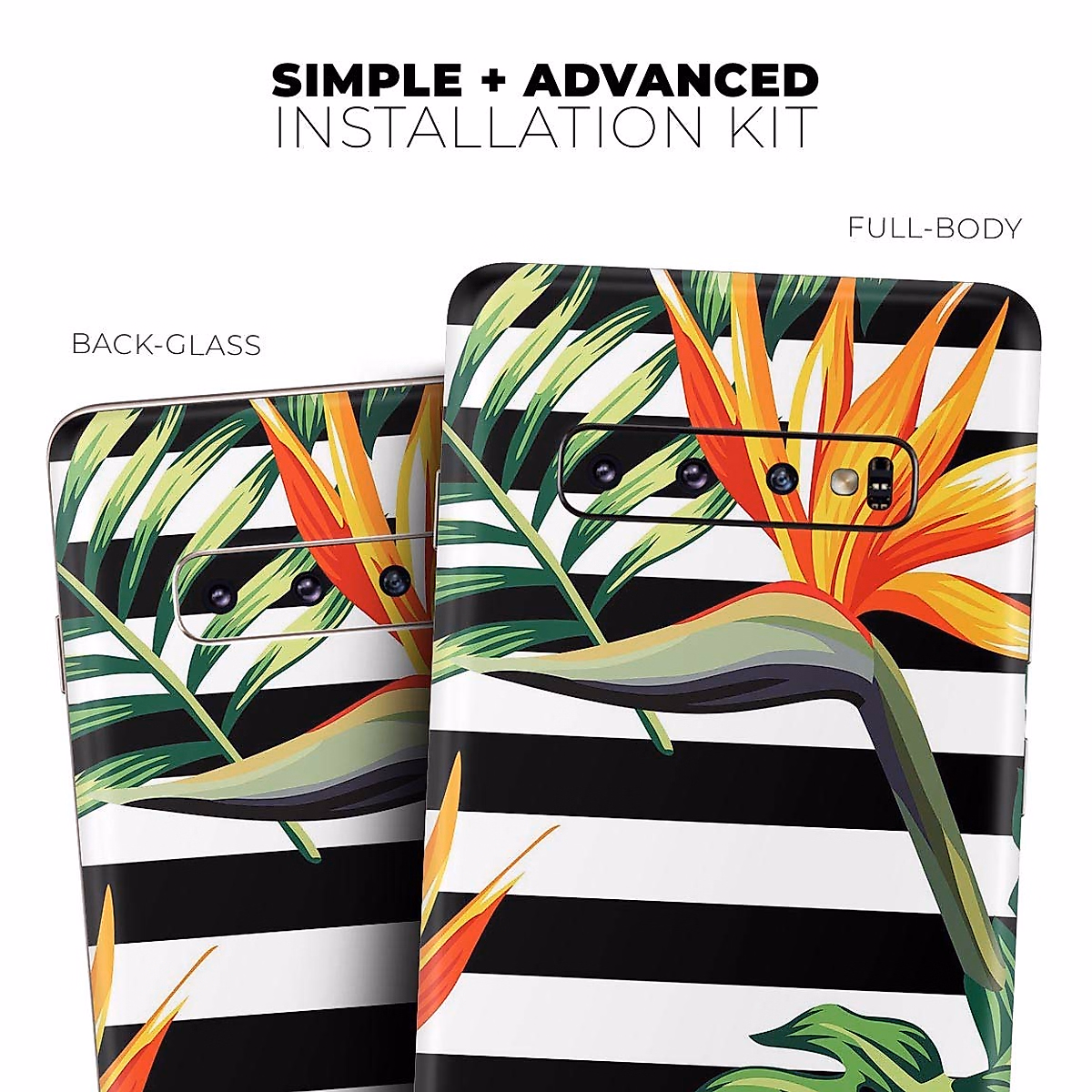 DesignSkinz Vivid Tropical Stripe Floral v1 Protective Vinyl Decal Wrap Skin Cover Compatible with The Samsung Galaxy S20 (Screen Trim & Back Glass Skin)