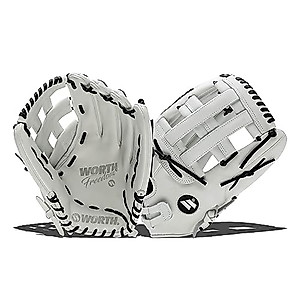 Worth | Freedom Series Slowpitch Softball Glove | 14 Inch | White/Black | Right Hand Throw