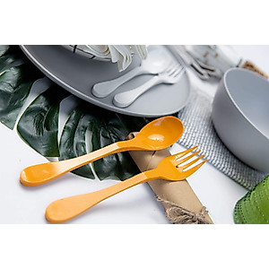 Knork Eco Plant Based 24 Pack Reusable Bamboo Flatware Set (Orange)