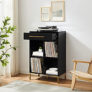 Crosley Furniture Juno Record Storage Cube Bookcase, Black