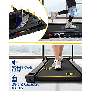 FYC Under Desk Treadmill - 2 in 1 Folding Treadmill Desk Workstation for Home 300LBS Weight Capacity, 3.5HP Free Installation Foldable Treadmill Compact Electric Running Machine for Office, Black