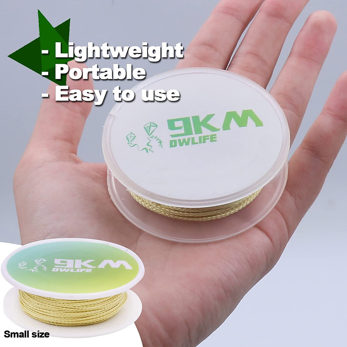 9KM DWLIFE Braided Kevlar Cord, 500lb 2mm 200Ft, High Tensile Strength, Abrasion, Flame Retardant, Kite String, Fishing Line, Model Rocket Shock, Hammock Tarp Ridgeline, Tactical Survival Paracord