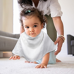COTTONBEBE Muslin Burp Cloths with Snaps, Multi-Use Burpy Bib 100% Natural Cotton，Large 22"X11" Extra Absorbent Burping Cloth for Baby Girl & Boy, Safari & Rainbow & White