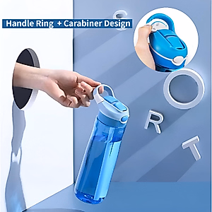 LBRG Water bottles with Locking Lid,Travel water bottle,Water bottle with straw,and Sports water bottle with Clip handle- Tritan water bottle(Blue)