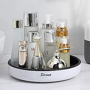 Skroad Turntable Cupboard Organizer,Lazy Susan,Multi-Functional Spice Rack Rotating Spice Rack for Kitchen Storage, Revolving Condiment Holder, Non-Slip Storage Racks，1 Pack-10 Inch Grey&White