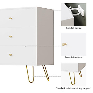 Vrullu White Dresser for Bedroom, Wide Wood 6 Drawer Dressers & chests of Drawers, TV Stand for 55" TV, Modern Storage Drawers for Entryway, Closet, Hallway (1, White)