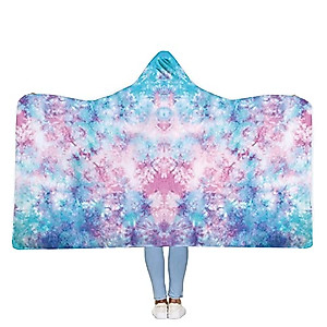 uideazone 80" W x 60" H Wearable Hooded Blanket Beautiful Geometric Super Soft Digital Print Hooded Throw Wrap Premium Fleece Warm Throw Blanket Hooded Cloak for Adults