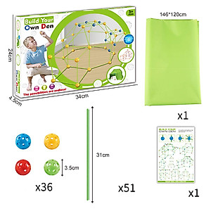 SYBOBO Fort Building Kit for Kids, 88 Pieces Baby Boys Girls Play Tent Rocket Castle Construction Toys Sets Indoor & Outdoor, Kids DIY Creative Learning Fort Building Set for 3-12 Years Old