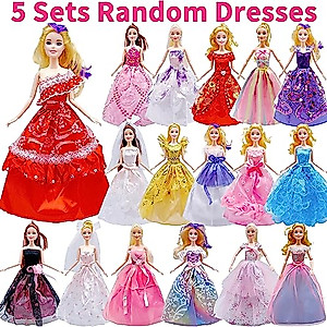 5 Sets Doll Clothes Handmade Doll Dress for 11.5 Inch Doll Wedding Party Dresses Gown Outfit Costume Suit for 11.5 inch Dolls Random Styles