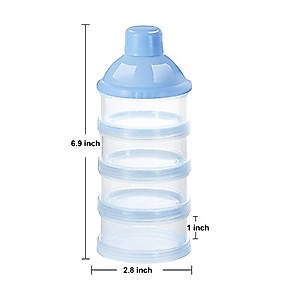 Accmor Baby Formula Dispenser, 4 Layers Stackable Formula Container, Milk Powder Formula Dispenser On The Go, Baby Feeding Travel Storage Container, BPA Free, Blue, 2 Pack
