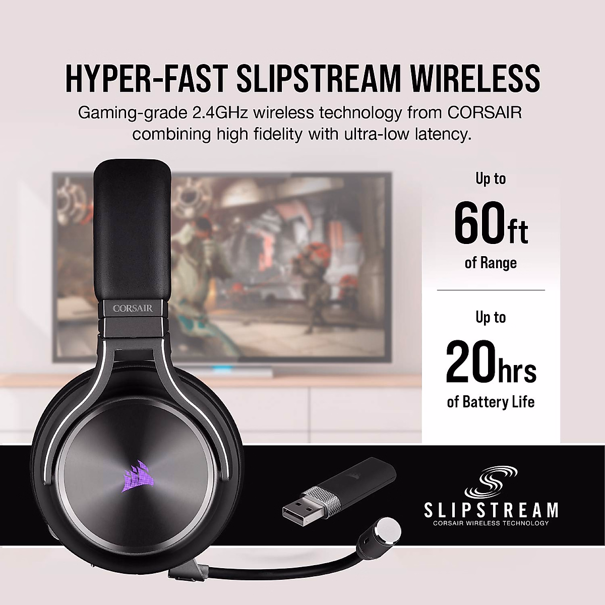 Corsair Virtuoso RGB Wireless SE Gaming Headset - High-Fidelity 7.1 Surround Sound with Broadcast Quality Microphone - Memory Foam Earcups - 20 Hour Battery Life Works w/ PC, MacOS, PS5 - Gunmetal