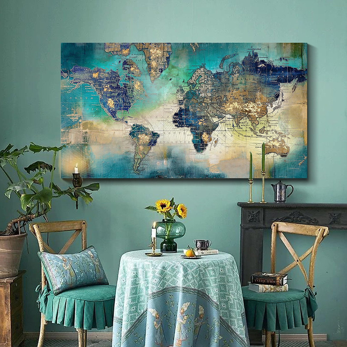 Large World Map Canvas Prints for Home & Office
