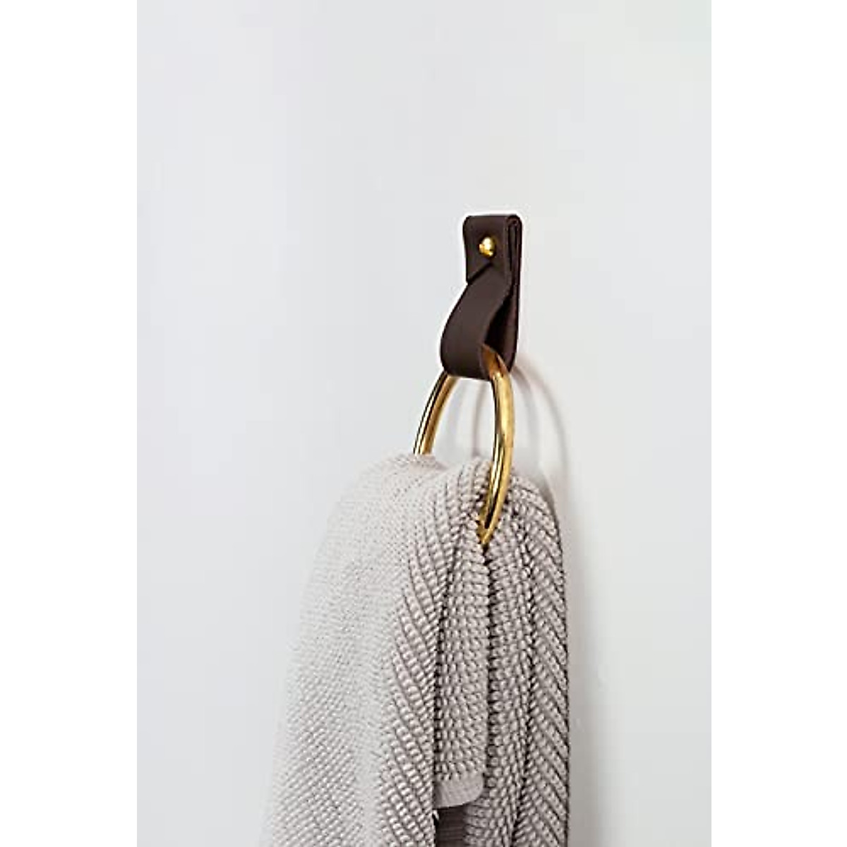 KEYAIIRA - Small Leather Wall Hook, wall hanging strap towel hook for wall leather loop strap for scarf storage boat paddle holder minimal towel bar rack storage