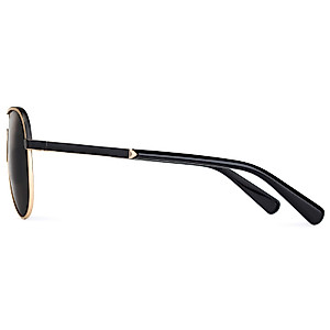 COLOSSEIN Aviator Polarized Sunglasses for Men Stainless Steel Frame with Handcrafted Legs UV400 Lenses Driving Outdoor Eyewear (Black/Champagne Gold)