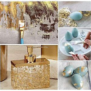 WFAUIBR Gold Leaf Gilding Resin Flakes, 10g Gold Metallic Foil Flakes for Nail Art, Painting, Crafts, Slime and Resin Jewelry Making, Crafts, Slime and Resin Jewelry Making (Gold-10g)…