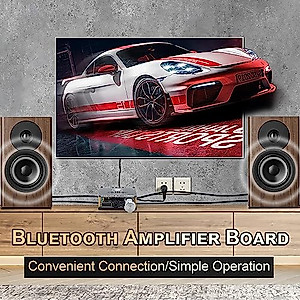 C50HS Bluetooth Amplifier Board TPA3116D2 HiFi Chip 12-24V DC Input,Support USB Sound Card/USB Flash, AUX, Bluetooth Multiple Input Modes (C50HS with 12V/5A DC Power Adapter)