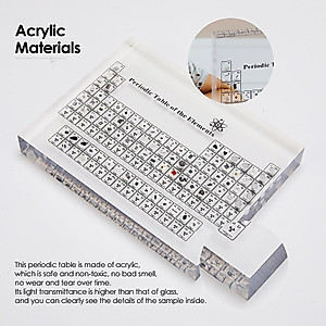 Periodic Table with Real Elements Inside, Acrylic Periodic Table Display with 83 Real Elements Samples, Craft, Teaching Tool, Gift for Kid, Students, Teacher, Science Lovers, 6*4.5*0.8 inch