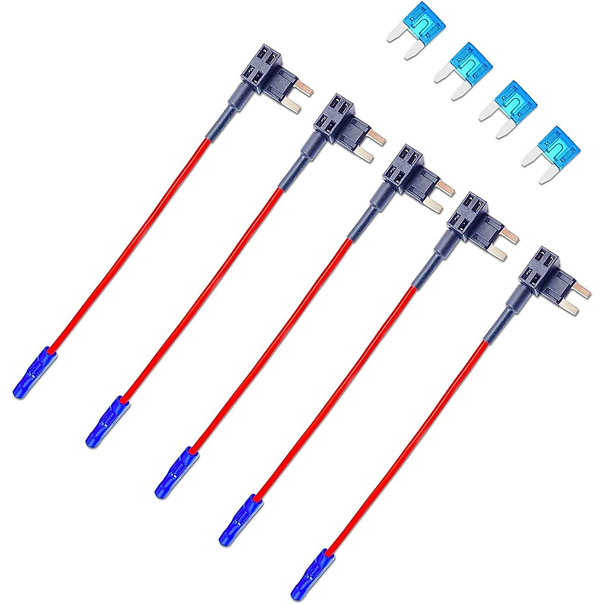 gunhunt 5 PCS Car Fuse Adapter, 12V Car Add-a-Circuit Fuse Adapter, Mini ATM APM Blade Fuse Connector for Cars Trucks Boats (Black)