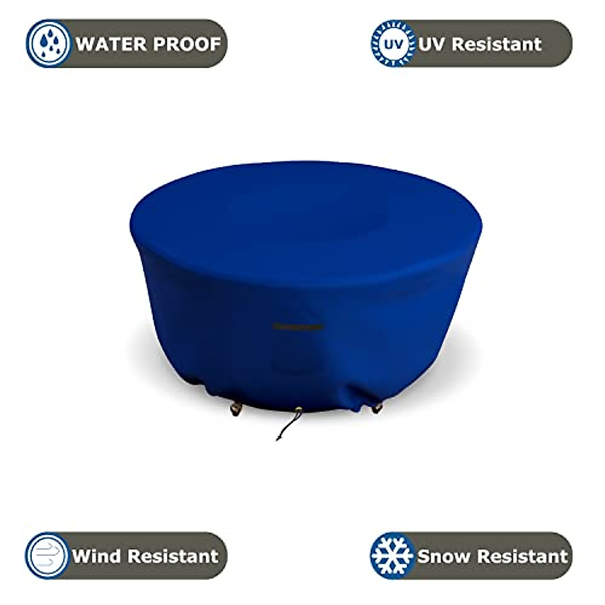 Covers & All Patio Round Fire Pit Cover - Heavy Duty 18 Oz Polyester Full Coverage Outdoor Fire Bowl Waterproof Cover with Air pocket and Drawstring. (30"(Dia) x 12"(H), Blue)