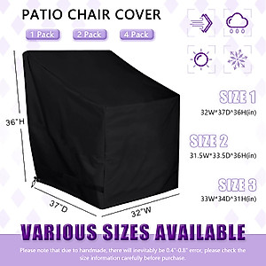 HILUHIDI Patio Furniture Covers 2 Pack, Black Outdoor Furniture Covers Waterproof, Heavy Duty Patio Chair Covers for Patio Furniture