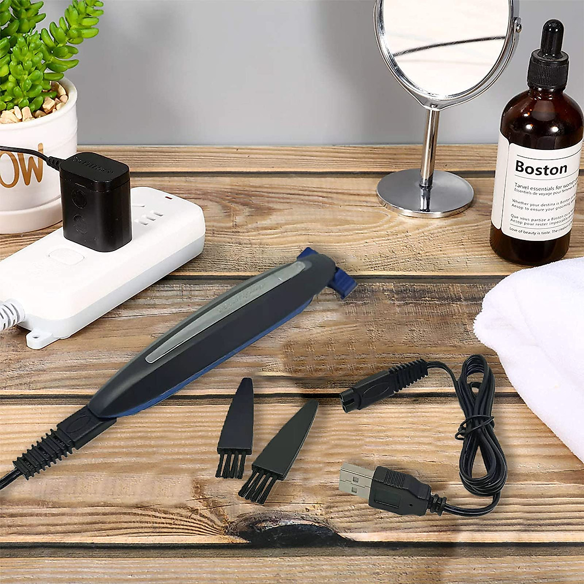 LinMei Shaver Charger USB Cord for Microtouches Solo Electric Shaver Solo Trimmer USB Charging Cable 31.5 in with 2 Cleaning Brush