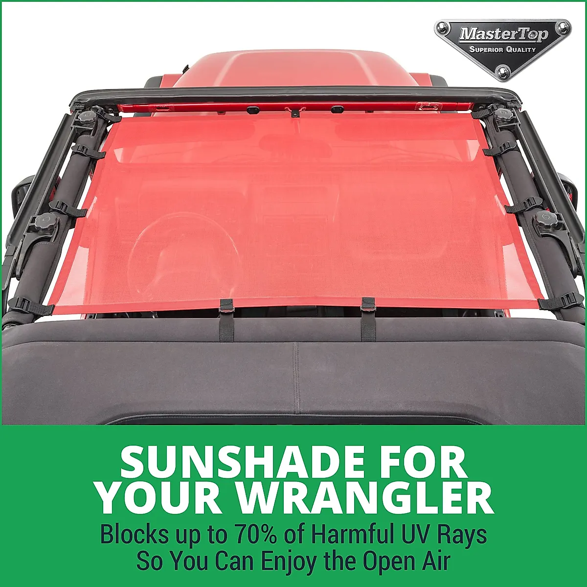 MasterTop Bikini Mesh Top Sunshade - Fits Jeep Wrangler TJ 1997-2006 - Jeep TJ Bikini Top Jeep TJ Sunshade Jeep TJ Mesh Top Jeep TJ Sun Shade Jeep TJ Top Bikini - (Red 97-06 Half Top)