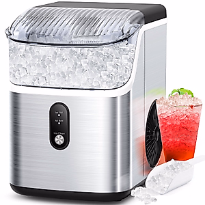 COWSAR Nugget Ice Makers Countertop, Soft Chewable Crushed Ice Maker Machine, Portable Pebble Ice Maker Countertop, 34Lbs/Day, Self-Cleaning, One-Button Operation Ice Machine for Home Kitchen Party