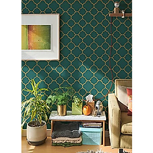 Peel and Stick Wallpaper Gold and Green Contact Paper Wall Paper Dark Green Wallpaper Trellis Contact Paper for Walls Cabinets Self Adhesive Removable Wallpaper for Walls Vinyl Rolls 118"x17.7"
