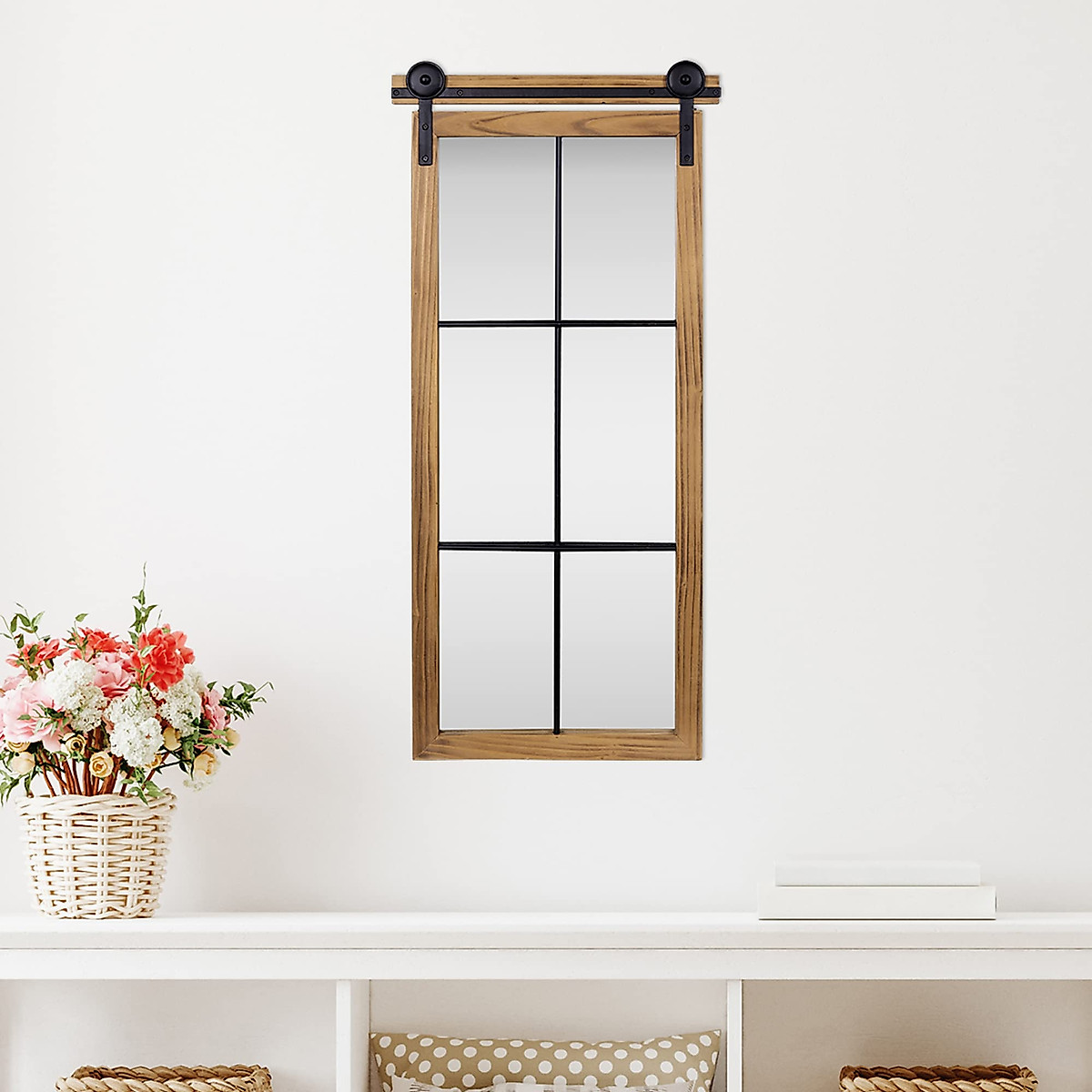 Stratton Home Decor S43936 Mirror, 15.00 X 1.00 X 36.00, Natural Wood