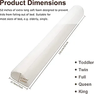 YIHATA Bed Bumpers for Toddlers 1 Pack Bed Rail for Toddlers Foam Safety Bed Guard Rail for Kids with Non-Slip Water Resistant and Washable Cover Bed Bumper for Twin, Queen, King, Full Bed