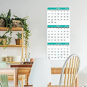 2023-2024 Wall Calendar - 3-Month Display Calendar July 2023- June 2024 (Folded in a Month), 11.3" x 26" (When Opened), 3 Month Calendar, Wall Calendar 2023-2024, 3 Month Vertical Calendar with Thick Paper